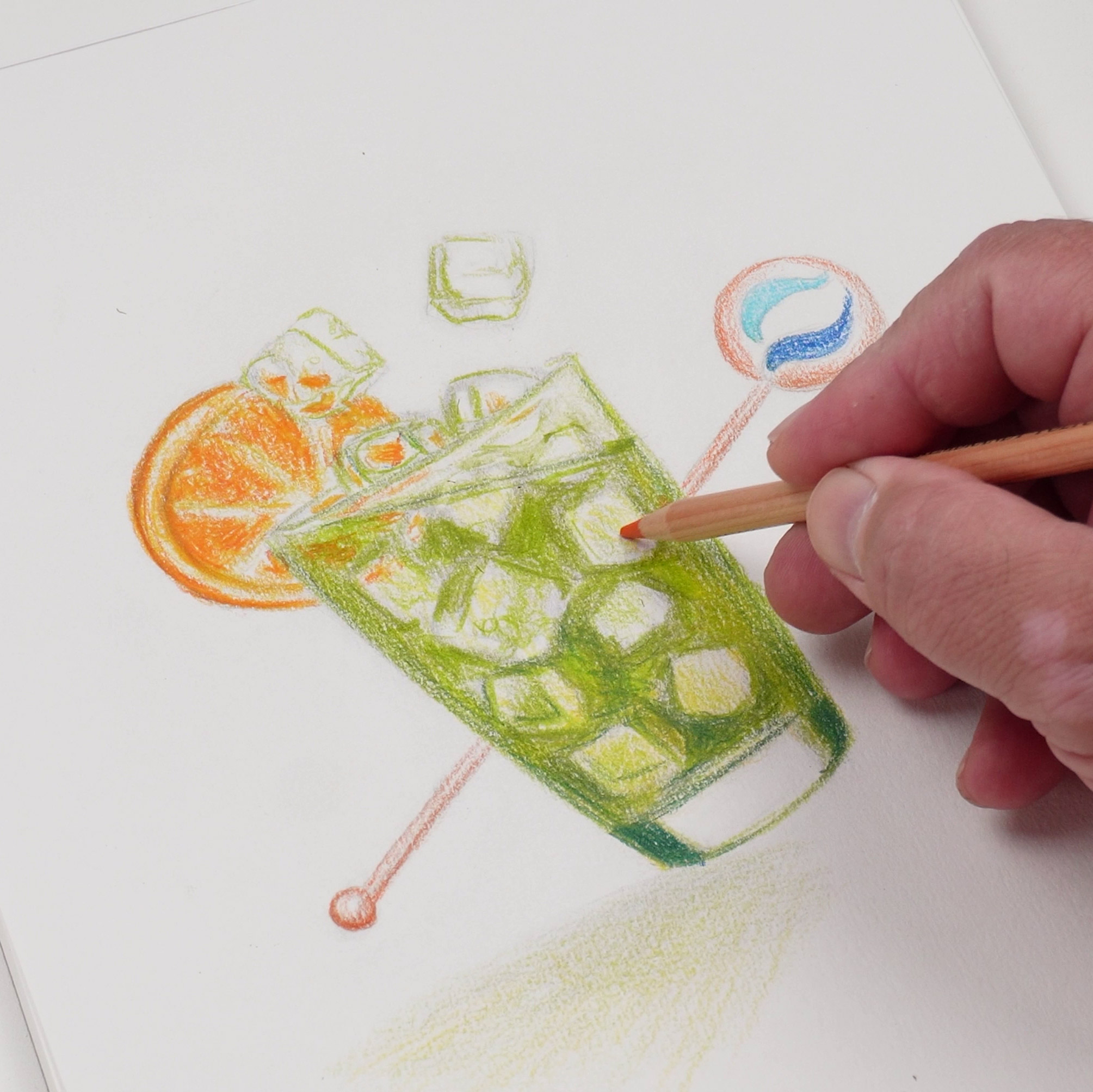 How to draw a cocktail step by step with graphite and coloured pencils ...